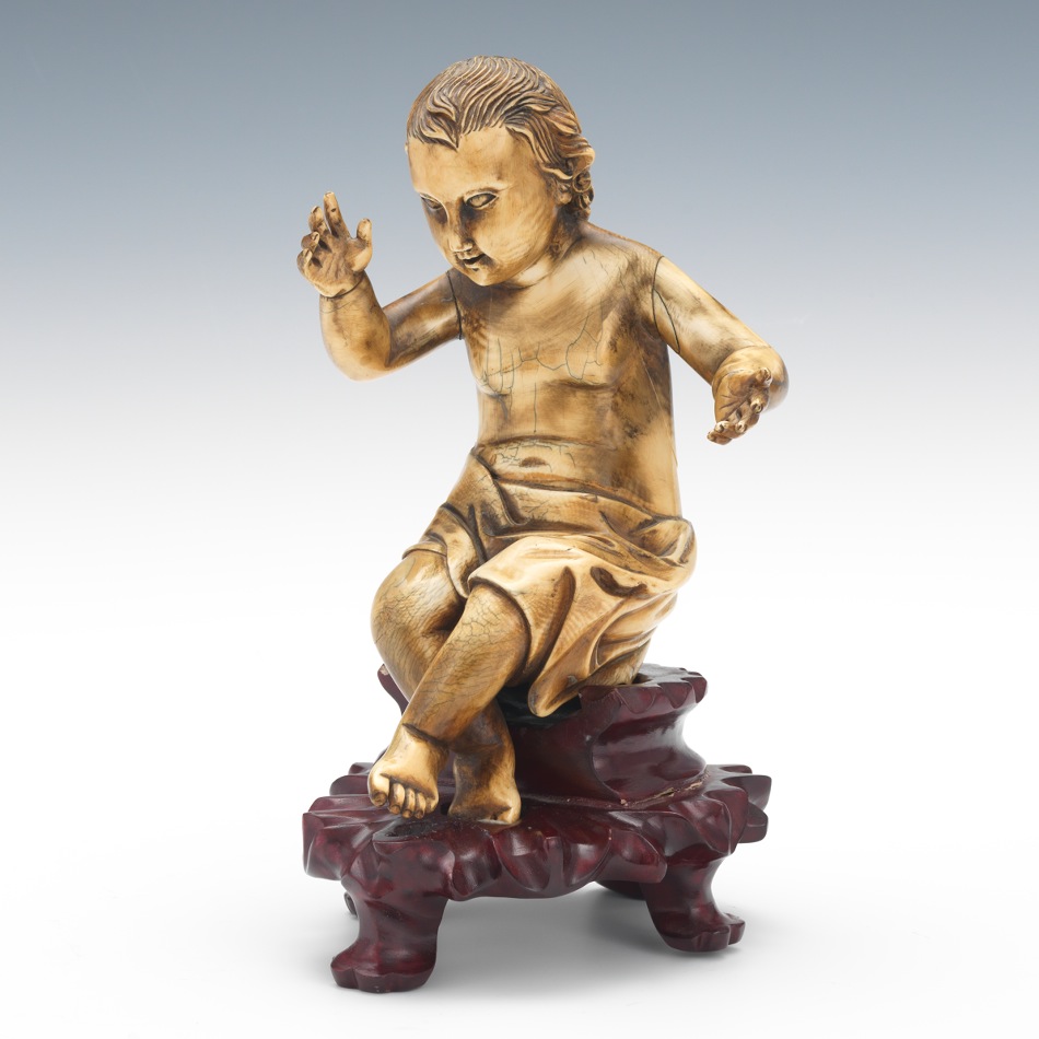 Carved Ivory Figure of Infant Jesus, Possibly Spanish Colonial , 09.19. ...