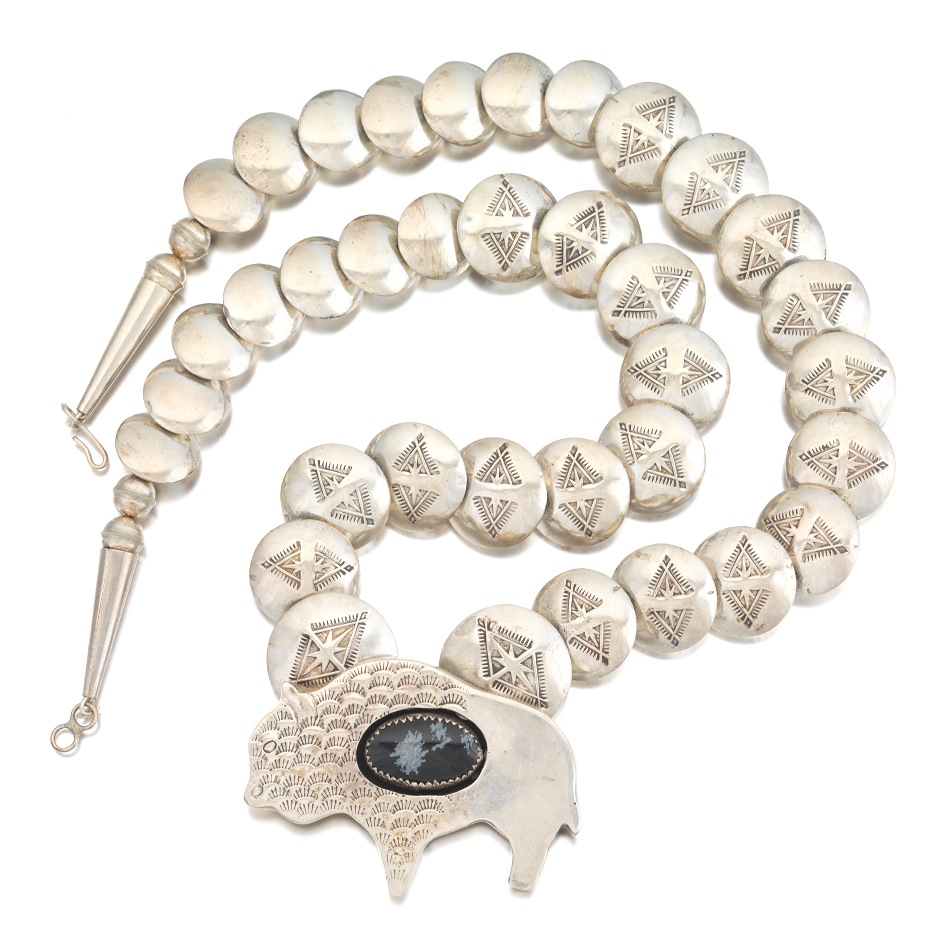 Thomas Tso Navajo Sterling and Snowflake Obsidian Necklace, 09.20.13 ...