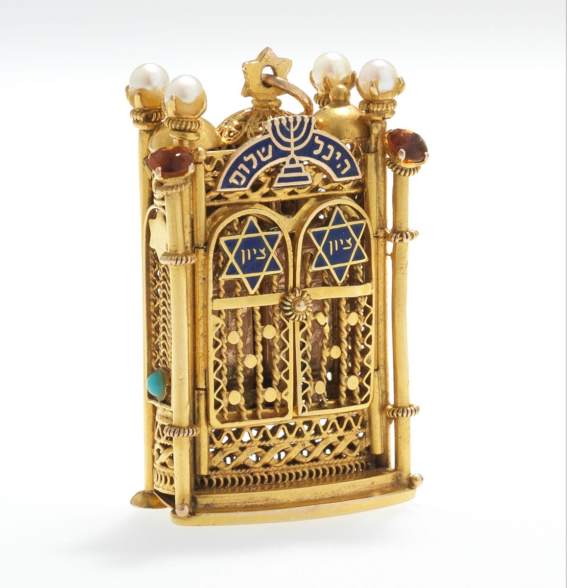 A Gold and Enamel Torah Scroll Pendant , 12.12.14, Sold: $322