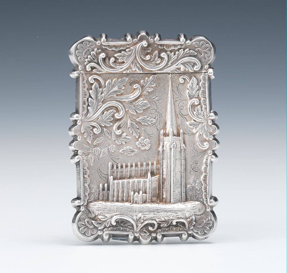 A Silver Calling Card Box with Architectural Design , 12.11.14, Sold: $138