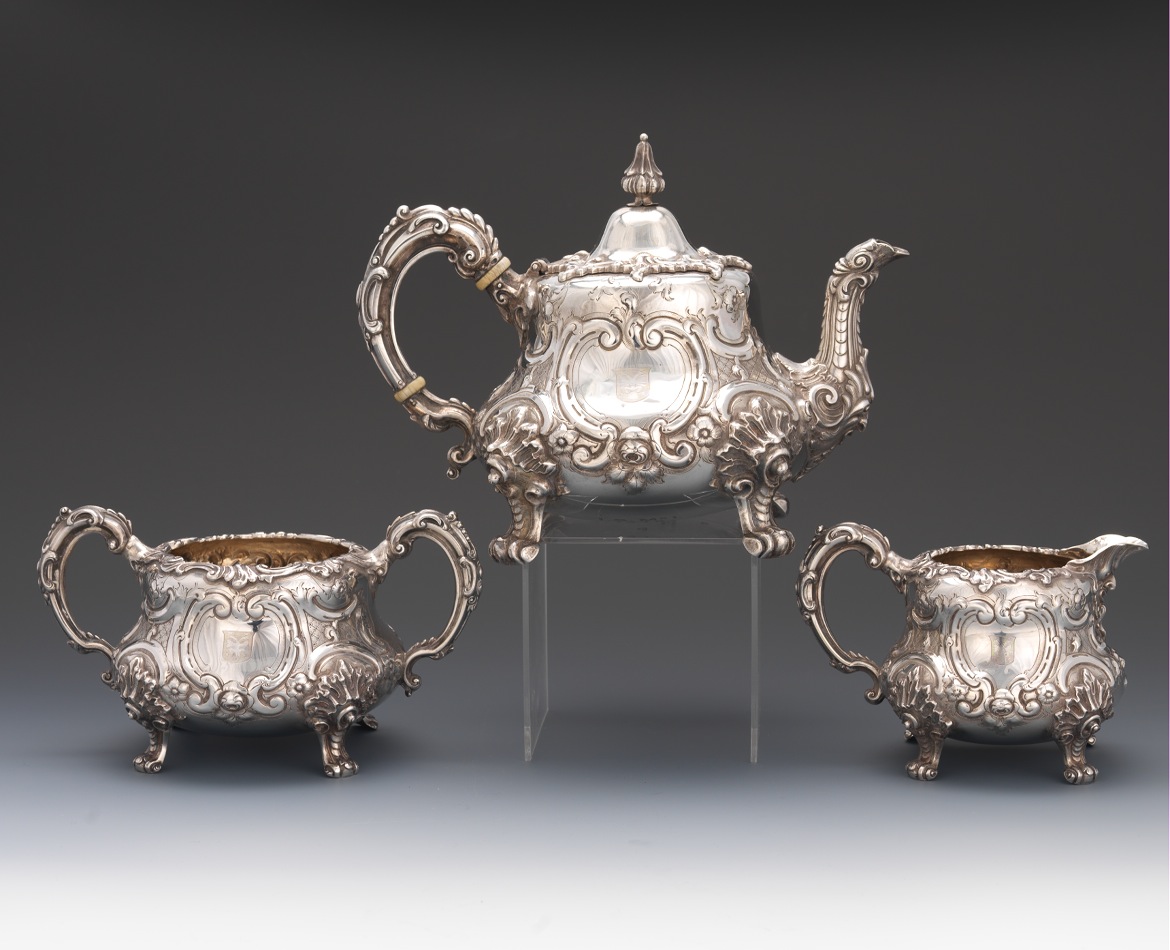 A Three Piece Sterling Silver Tea Set, Mark of Samuel Strahan, London ...