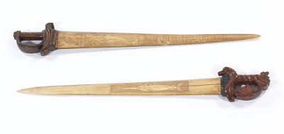 Two Folk Art Carved Swordfish Bill Swords, American East Coast 19th ...