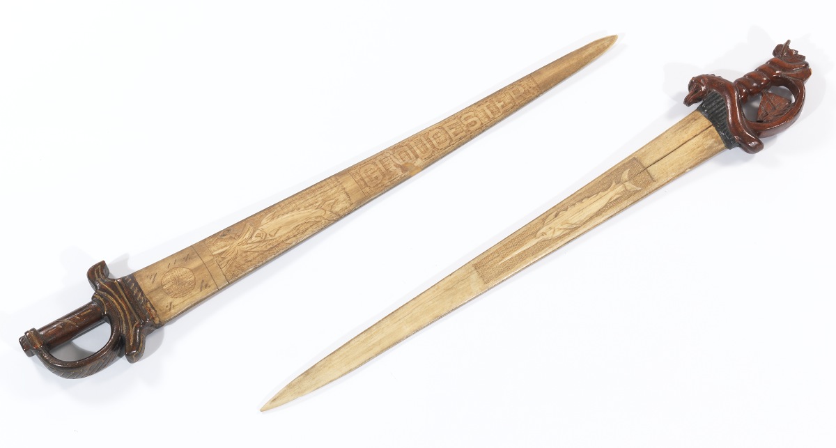 Two Folk Art Carved Swordfish Bill Swords, American East Coast 19th ...