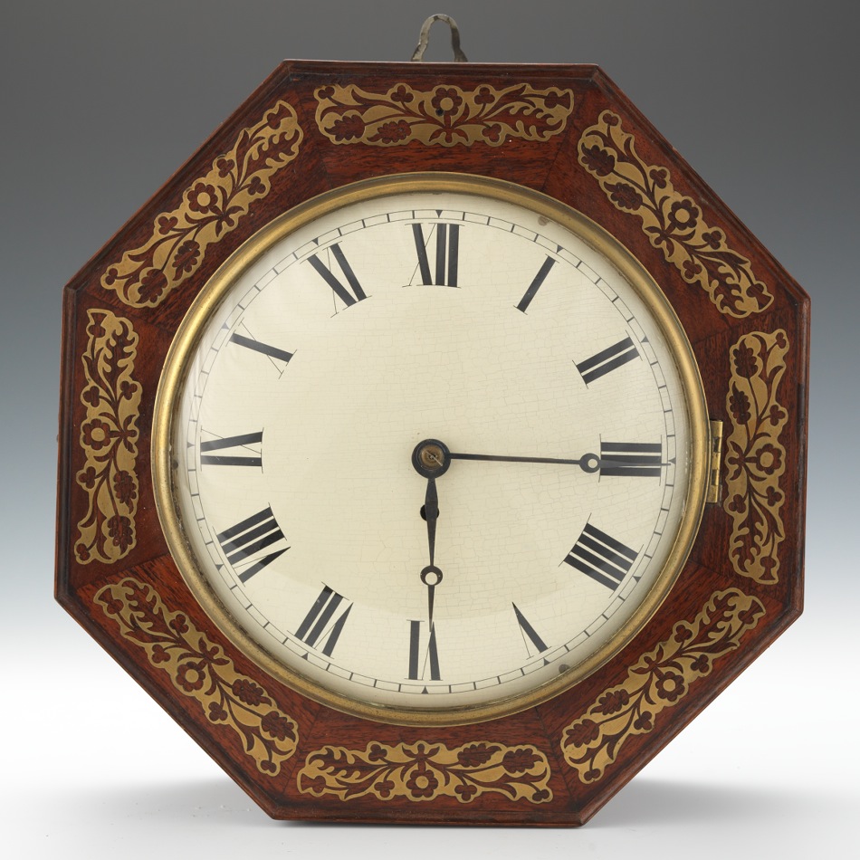 Regency Style Brass Inlaid English Clock with Fusee Movement, 11.01.14 ...