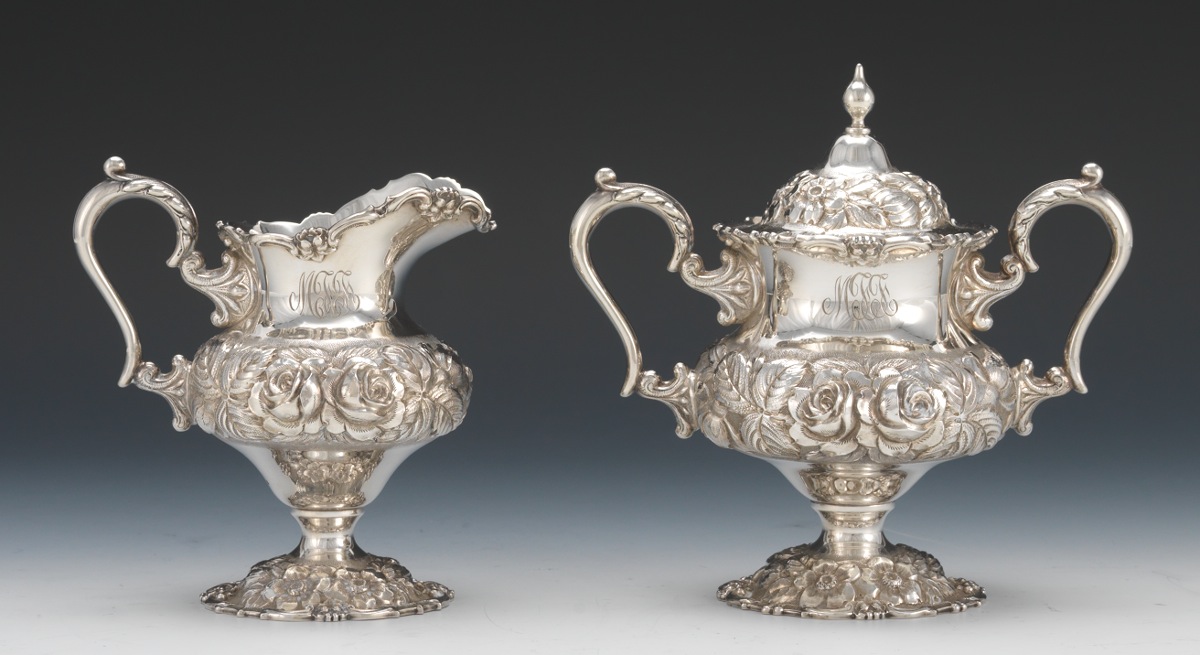 Kirk Stieff Sterling Silver Creamer and Sugar Bowl in "Stieff Rose ...
