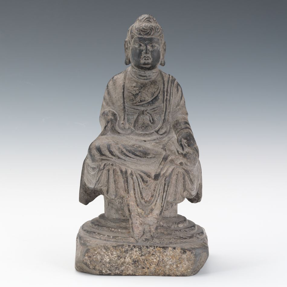 A Chinese Carved Basalt Seated Buddha, Possibly Tang Dynasty , 09.06.14 ...