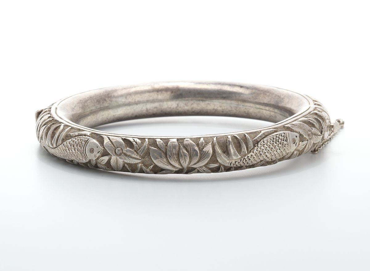A Chinese Silver Bangle Bracelet , 09.06.14, Sold: $379.5