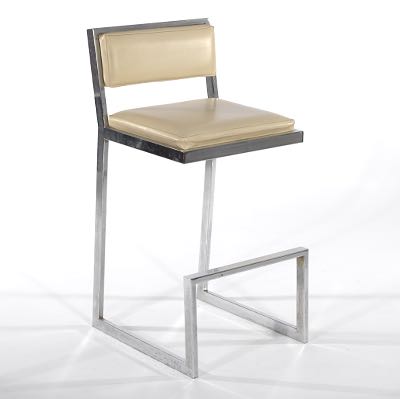 Designer Institute of America (DIA) Leather Chrome Tall Bar Chair, ca ...