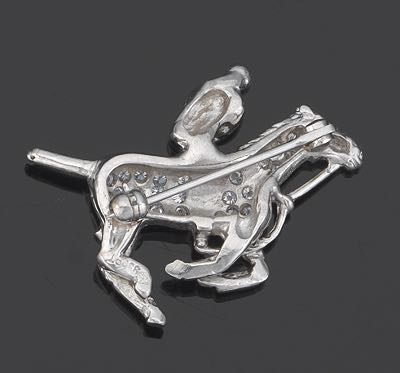 Platinum and Diamond Horse Polo Player Brooch, 04.17.15, Sold: $747.5