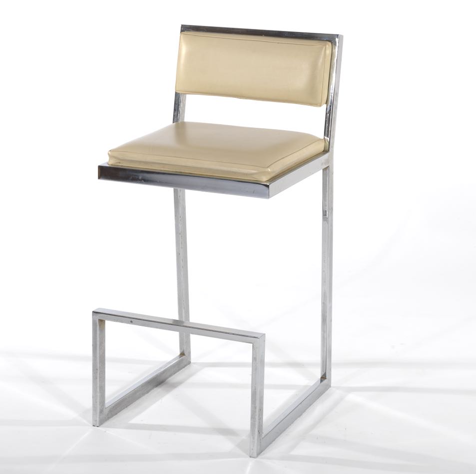 Designer Institute of America (DIA) Leather Chrome Tall Bar Chair, ca ...