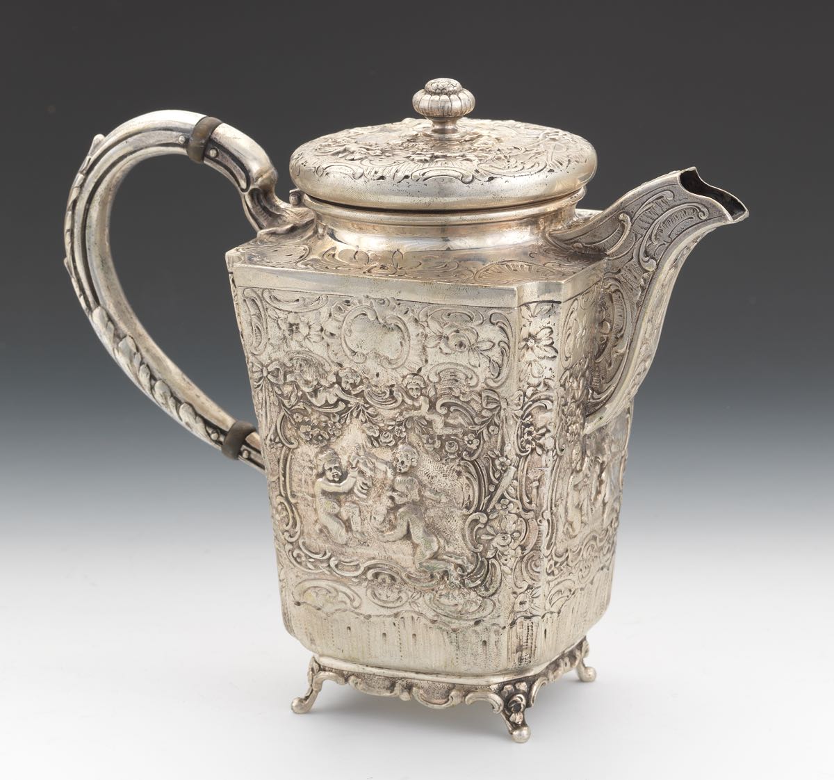 German Rococo Style 800 Silver Tea Pot by Storck & Sinsheimer, Hanau ...