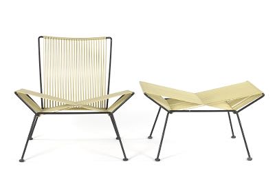Custom String Lounge Chair with Ottoman, in the Manner of Allan Gould ...
