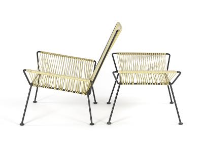 Custom String Lounge Chair with Ottoman, in the Manner of Allan Gould ...