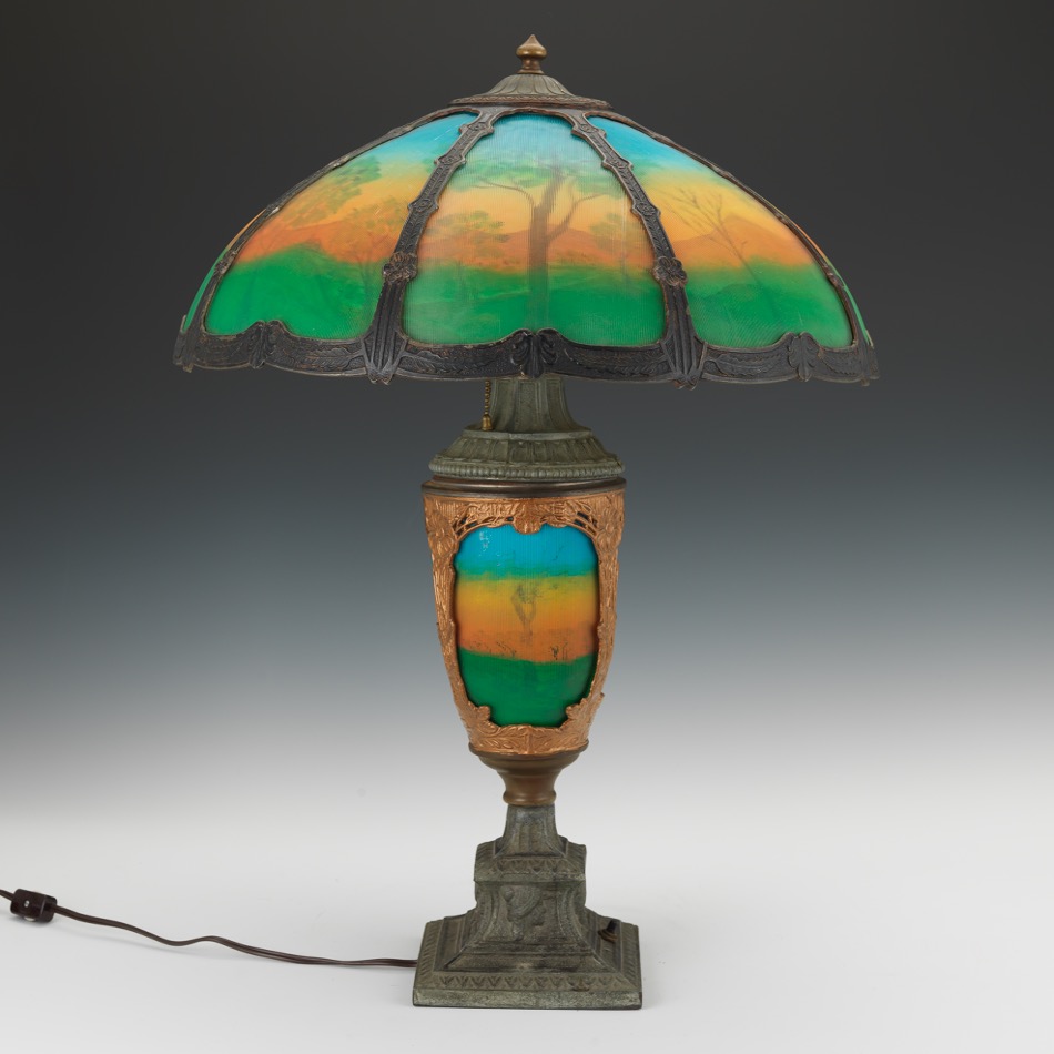 Eight Panel Reverse Painted Lamp, 10.31.15, Sold: $188.8