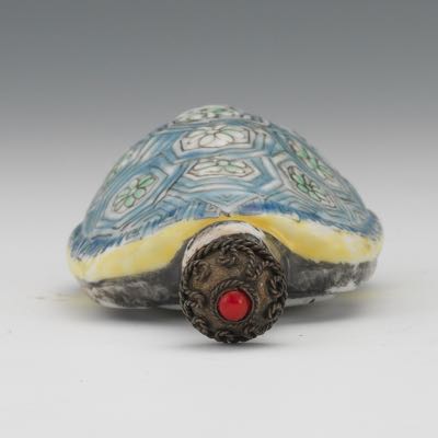 Chinese Porcelain Snuff Bottle in Shape of Turtle, ca. Late Qing ...