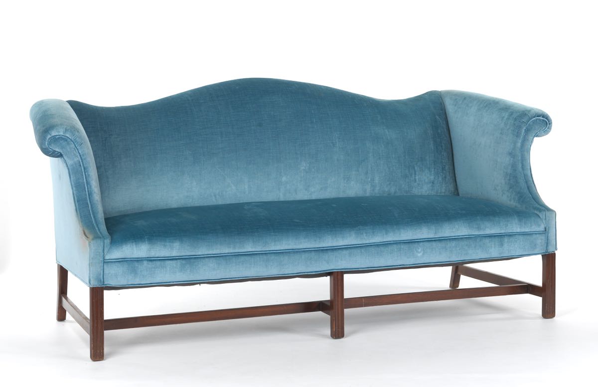 Blue Velvet Camelback Sofa , 09.05.15