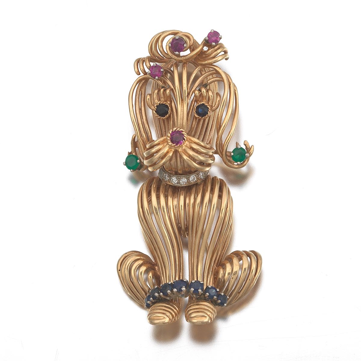 Gold and Gemstone Dog Brooch by Robert Altman, Inc. , 09.04.15