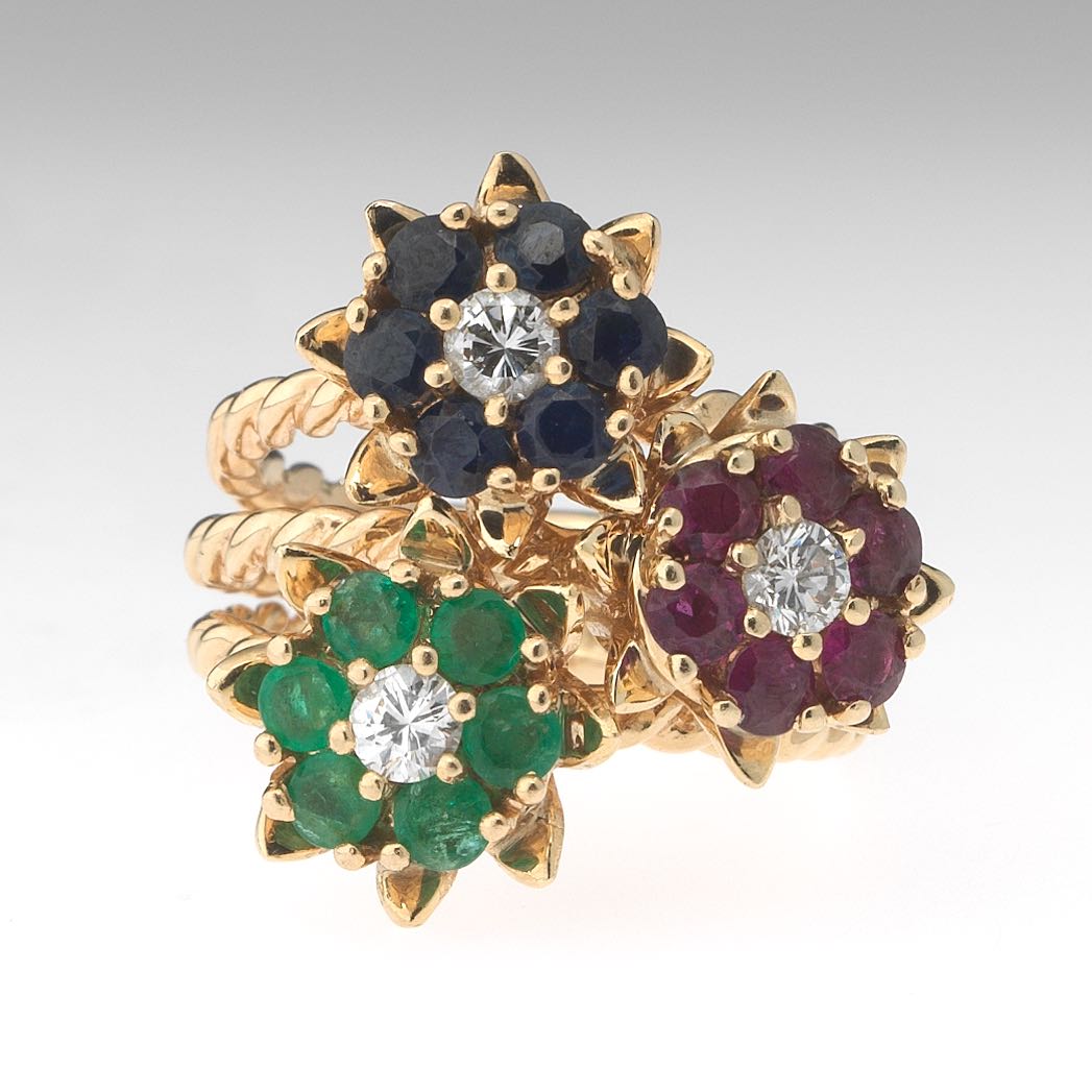 Ladies' Ruby, Sapphire and Emerald Tulip Ring , 09.04.15