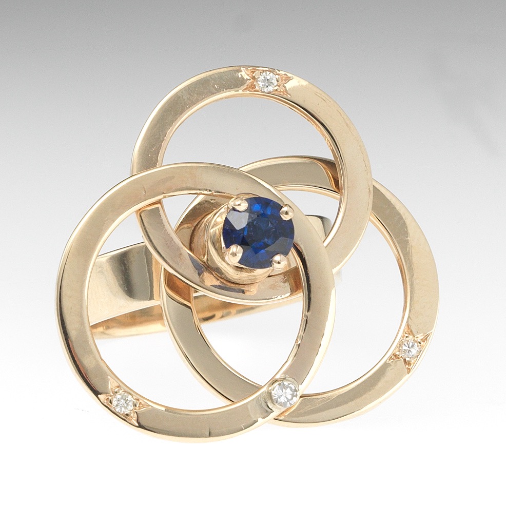 Kinetic Gold, Sapphire and Diamond Ring , 04.08.16