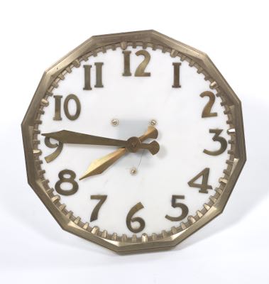 Brushed Nickel Art Deco Period Clock from the Famous Abraham & Strauss ...