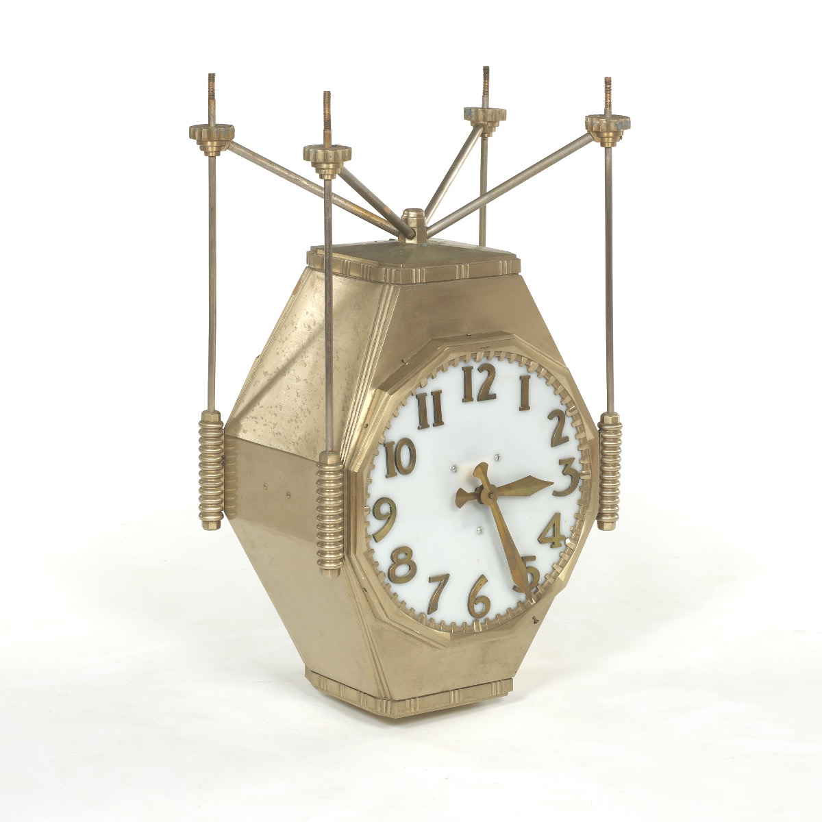 Brushed Nickel Art Deco Period Clock from the Famous Abraham & Strauss ...