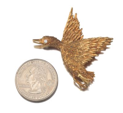 Ladies' Gold and Diamond Flying Duck Pin Brooch, 05.27.16
