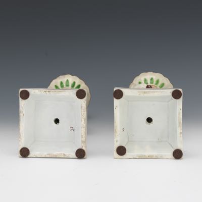 Pair of English Prattware Figural Candlesticks Attributed to Neale & Co ...