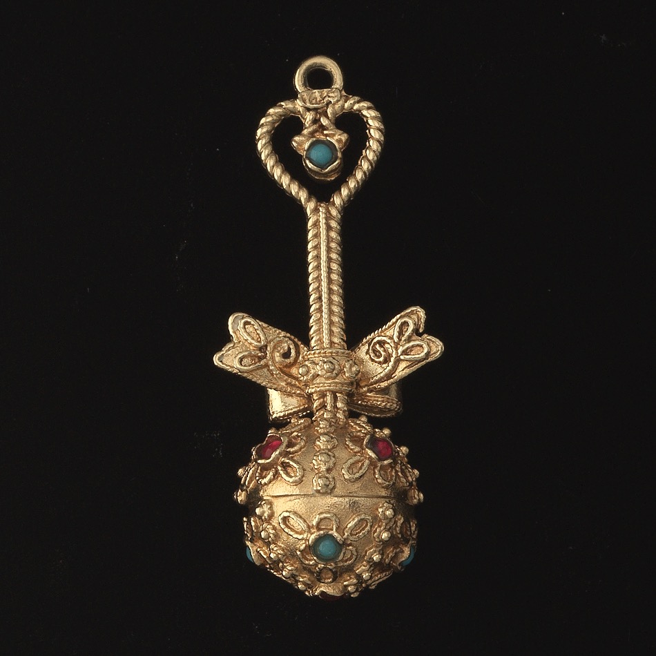 Charming Gold and Gem Stones Baby Rattle Pendant/Charm, 04.07.17, Sold ...