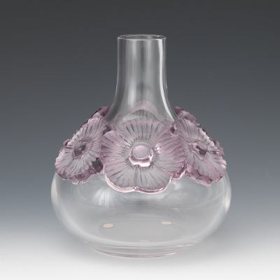 Lalique France Amethyst Glass Atossa Vase , 12.07.17, Sold: $413