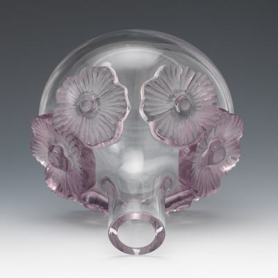 Lalique France Amethyst Glass Atossa Vase , 12.07.17, Sold: $413
