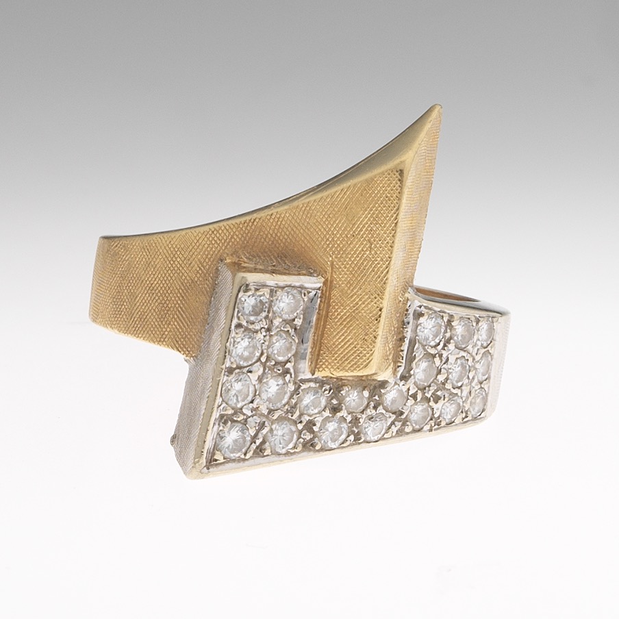 Ladies' Retro Two-Tone Gold and Diamond Abstract Ring, 05.26.17