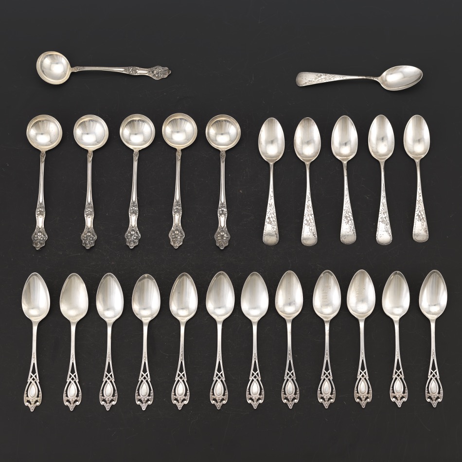 Gorham Sterling Silver Six Teaspoons, "Oak Ridge" Pattern, Rogers Lunt ...