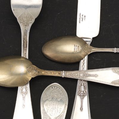 Gorham Sterling Silver, 34 Tableware Pieces, "Raphael Pattern" ca. 1874 ...