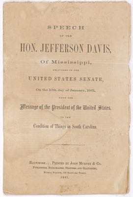 American Civil War. Speech of the Hon. Jefferson Davis, of Mississippi ...