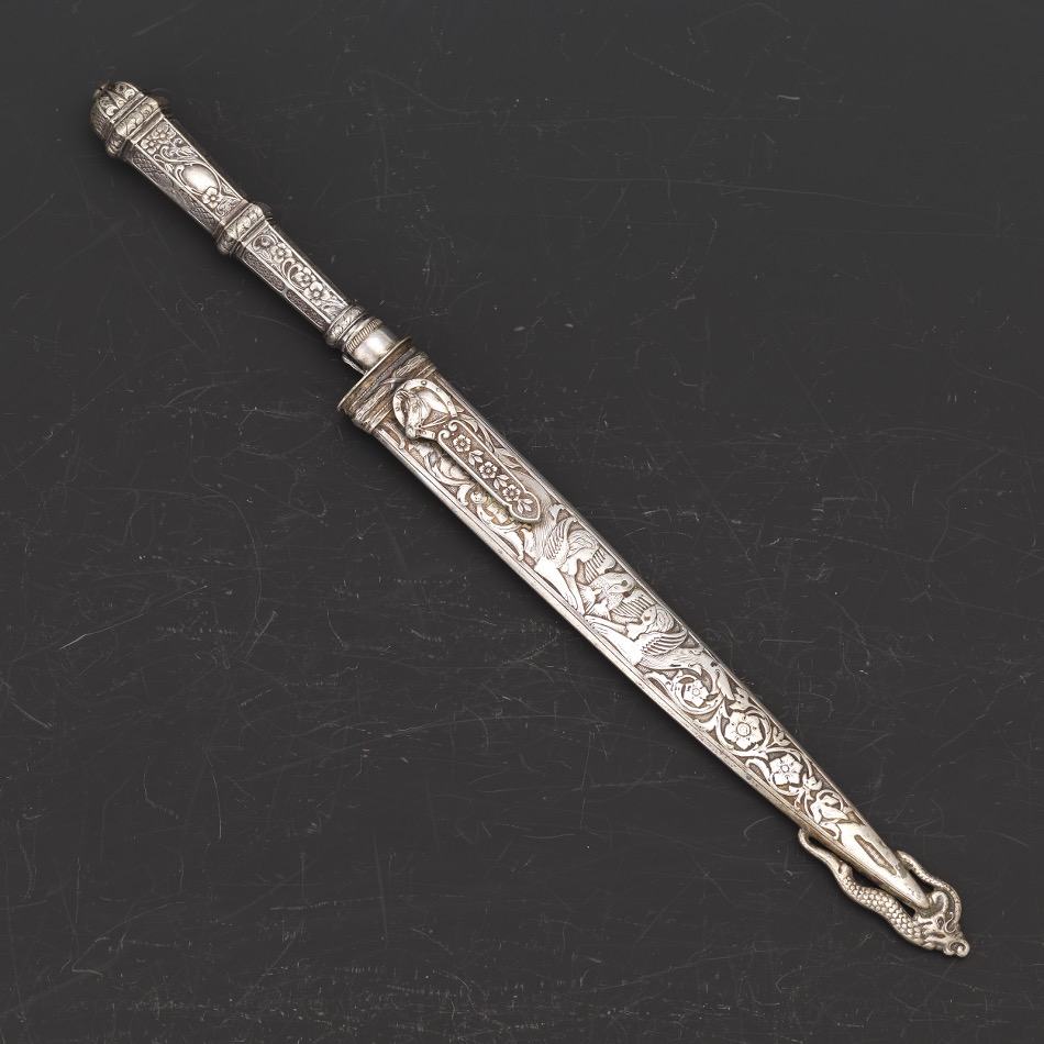 European Silver Plated High Boots Equestrian Long Hunting Dagger , 04. ...