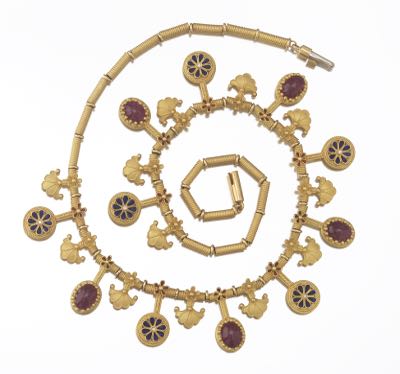 Renaissance Revival Gold, Ruby, Diamond and Enamel Collar Necklace , 02 ...