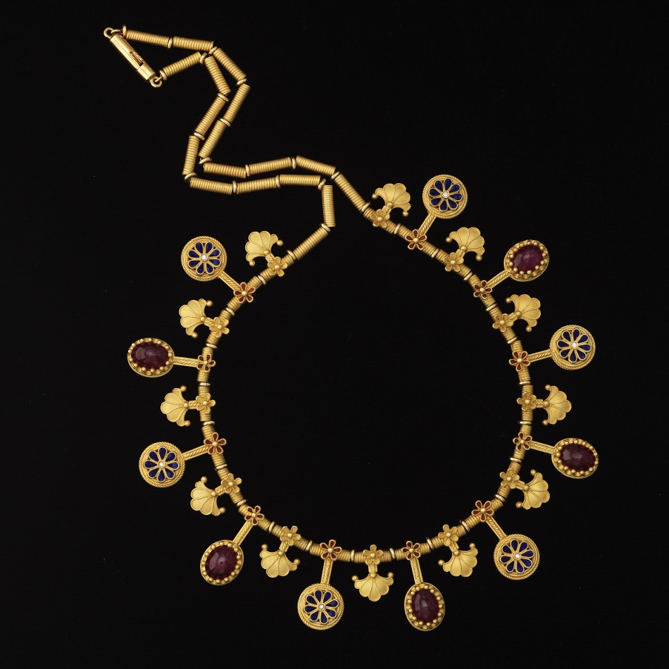 Renaissance Revival Gold, Ruby, Diamond and Enamel Collar Necklace , 02 ...