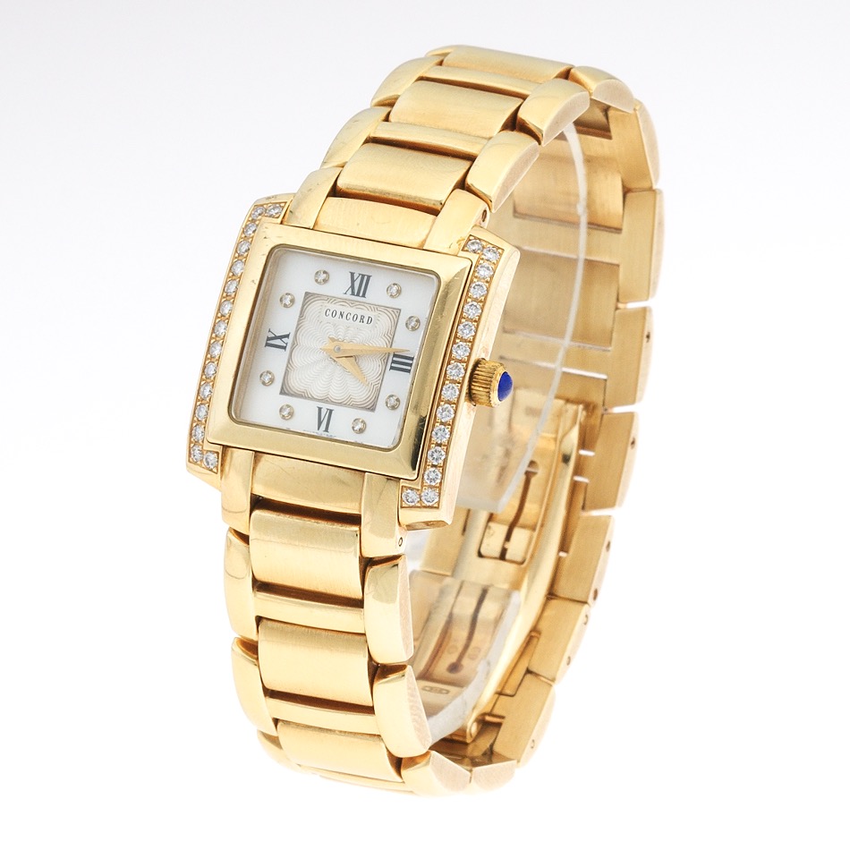 Ladies' Concord 14k Solid Gold Dress Watch, Diamond Dial and Bezel ...