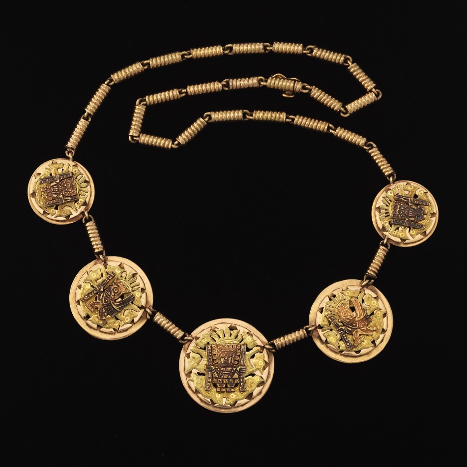 Ladies' Custom-Made Two-Tone Gold Aztec Medallion Necklace , 02.15.19