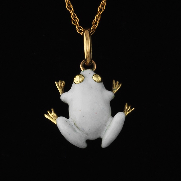 Ladies' Gold and Enamel Frog Pendant on Chain , 05.01.20, Sold: $265.5