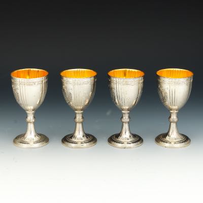 Eight Retro / Vintage Silver Plated and Gold Wash Goblets, by Corbell & Co.