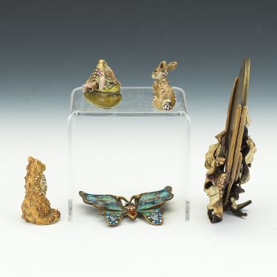 Group of Jay Strongwater Enameled and Jeweled Objects, Five Pieces