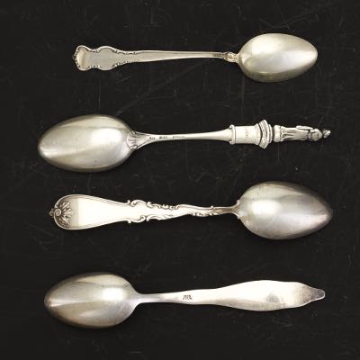 Four Antique Sterling Silver Souvenir Spoons, by Different Makers ...