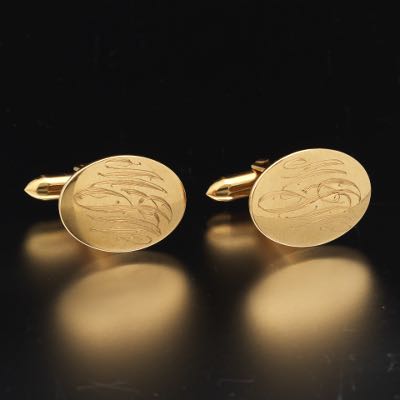 Mid-Century Modern D & B Dolan Bullock Pair of 14K Gold Cufflinks