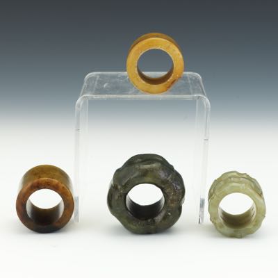A Group of Chinese Carved Jade Archer Rings