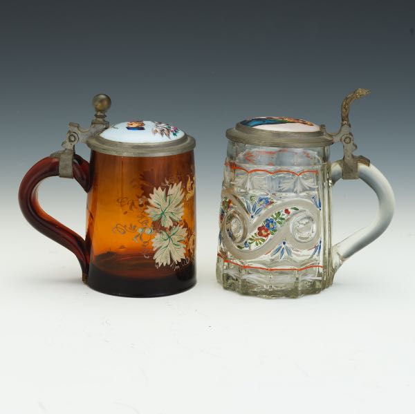 Two Glass Celebratory Steins